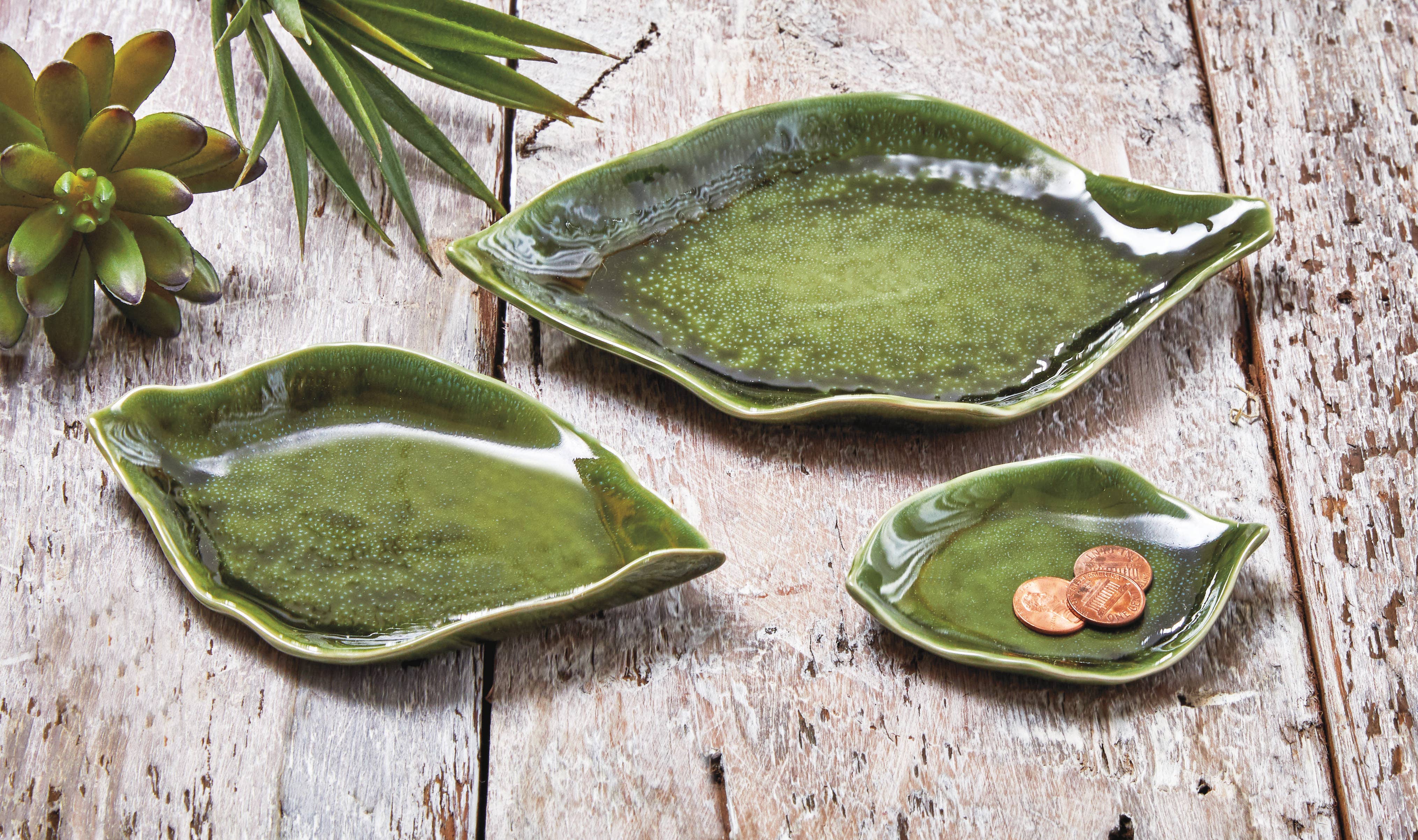 Leaf Dish - Green Stoneware Summer – Mandy Spring Farm Nursery, Inc.