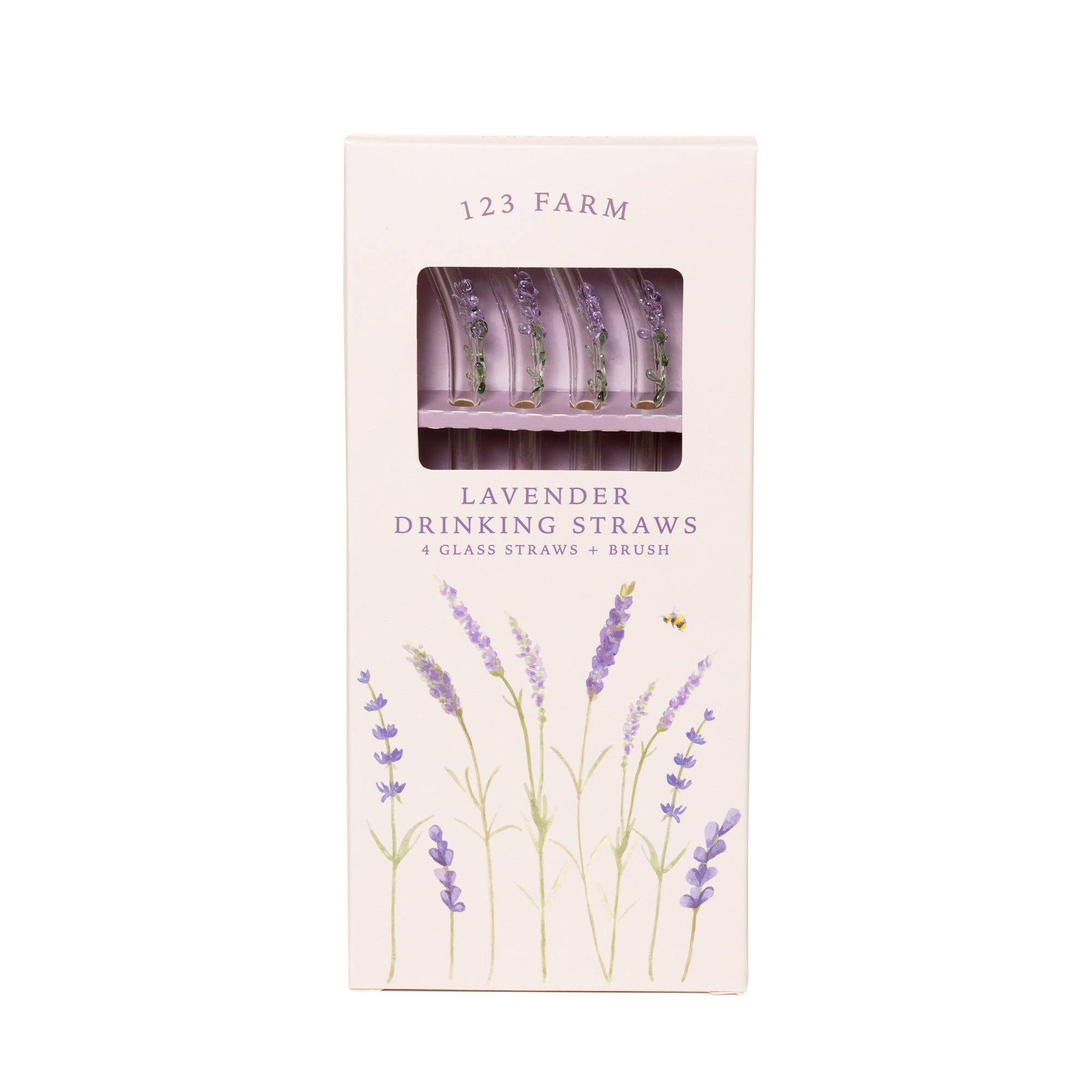 Lavender Drinking Straws – Glass with Lavender Sprigs 4-Pack – Mandy ...